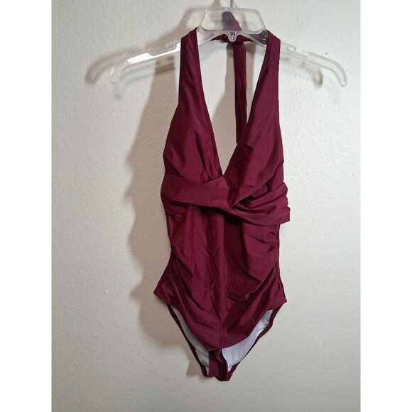 Swim | Nwot 1 Piece Swimsuit Summer Beach Pool Vacation Maroon Size ...